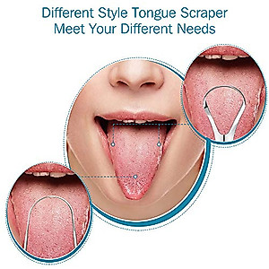 YLYL 3 PCS Metal Tongue Scraper, Tongue Scrapers for Adults Kids, Stainless Steel Tounge Scrappers, Tounge Scraper Cleaner, Portable Tongue Cleaner