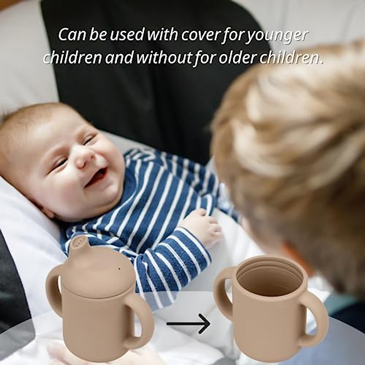 Mintlyfe Baby Sippy Cup, Silicone Trainer Cup Toddler for Boys and Girls, Unbreakable, Spill Proof and Two Handle Learner Cup Sippy Cup for Toddlers, 4oz (Natural)