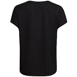 Live2Lounge Women's Pajama Set - 4 Piece Wrap Cardigan, T-Shirt, Tank Top, and Jogger Pants (S-XL), Size X-Large, Black