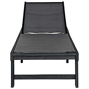 Safavieh PAT6708K Outdoor Collection Manteca Grey Lounge Chair, 0, Dark Slate Gray/Black
