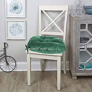 Chair Seat Cushion Outdoor Indoor Tufted Seat Cushions Memory Foam Comfort Soft Chair Cushion Pad Non Slip Wicker Chair Seat Cushion for Dining Living Room Office Kitchen Machine Washable (dark green)