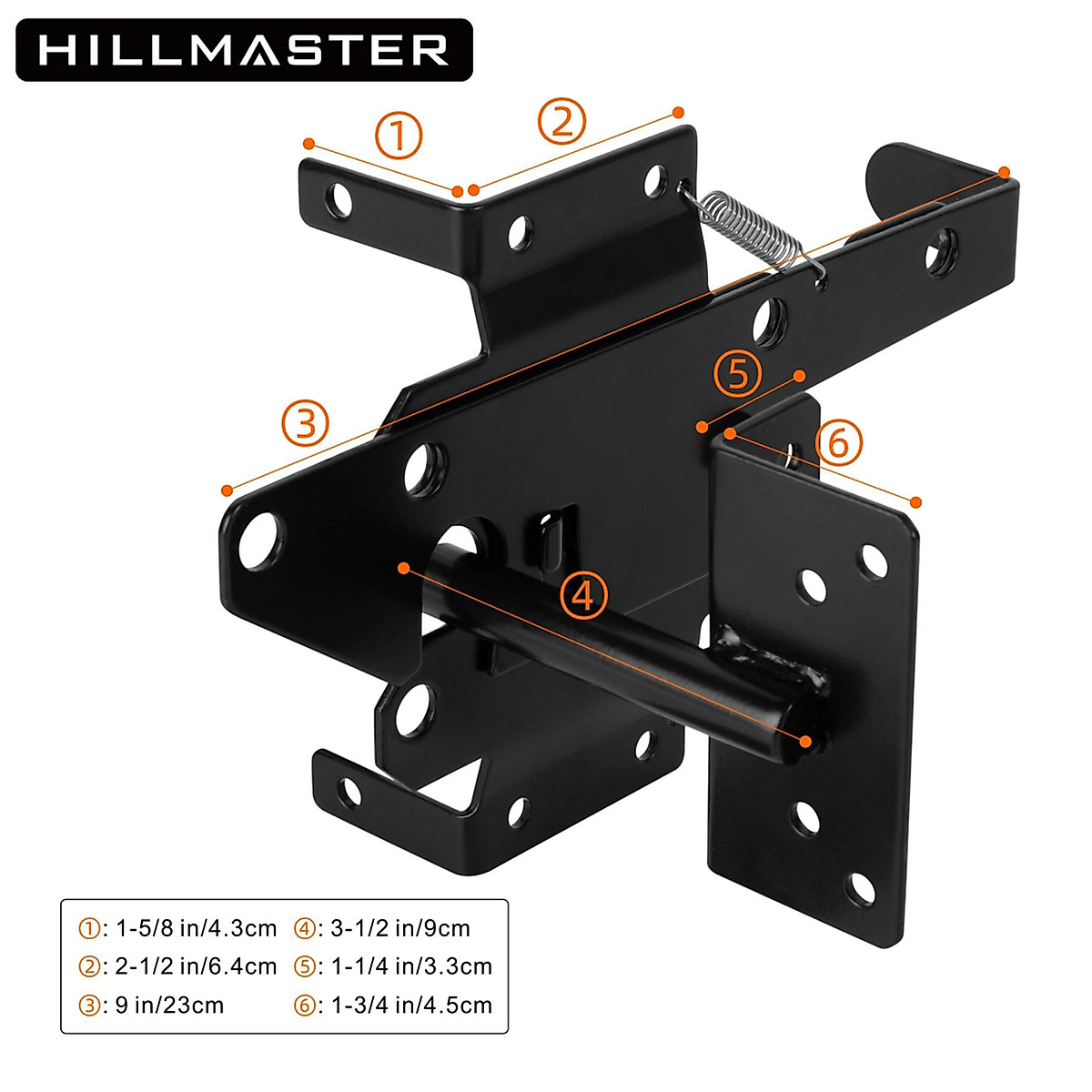 HILLMASTER Heavy Duty Self-Locking Gate Latch for Wooden Fence, Post Mount Automatic Gate Lock Gravity Door Latch Hardware for Secure Pool, Outdoor Garden, Metal Gates Vinyl Fence, Black Finish
