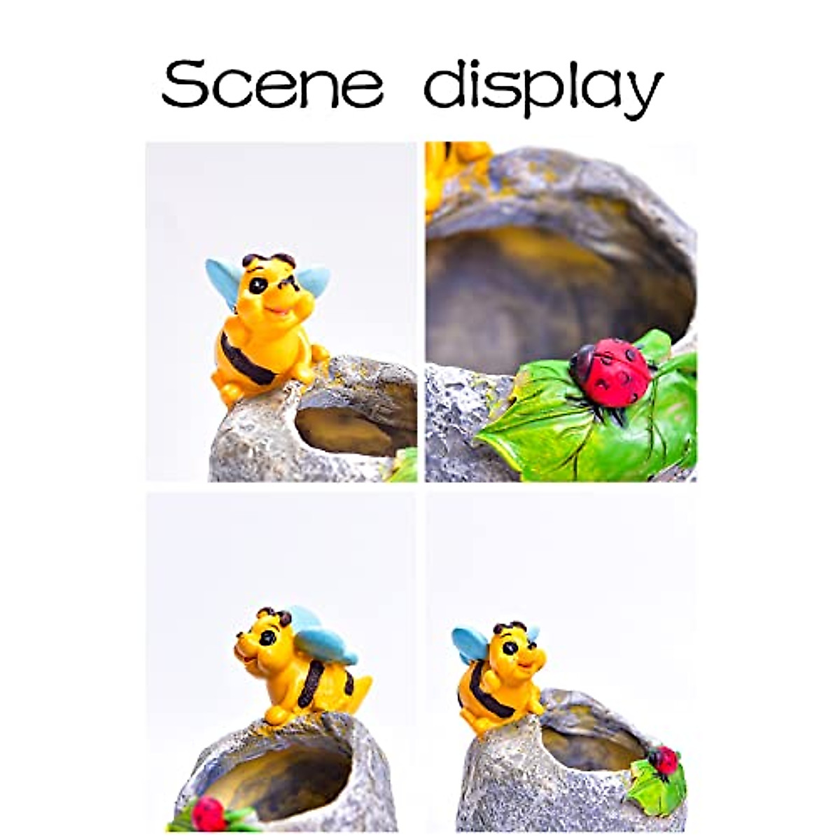 Novelty and Cute Little Bee Flowerpot with Drainer Garden Flowerpot Resin Succulent Potted Bonsai Plant Stand Home Office Desk Mini Ornaments Does Not Contain Plants