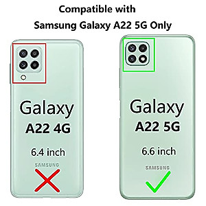 SKTGSLAMY Galaxy A22 5G Case,Samsung A22 5G Case,with Screen Protector,[Military Grade] 16ft. Drop Tested Cover with Magnetic Kickstand Car Mount Protective Case for Samsung Galaxy A22 5G, Blue