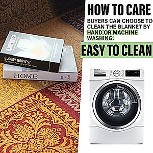 Y-PLWOMEN Bohemian Chenille Throw Blanket for Couch, Woven Jacquard Boho Blankets wiz Tassel, Hippie Tribal Blanket for Bed Sofa Recliner Loveseat Decor(Red Yellow, 60x75)