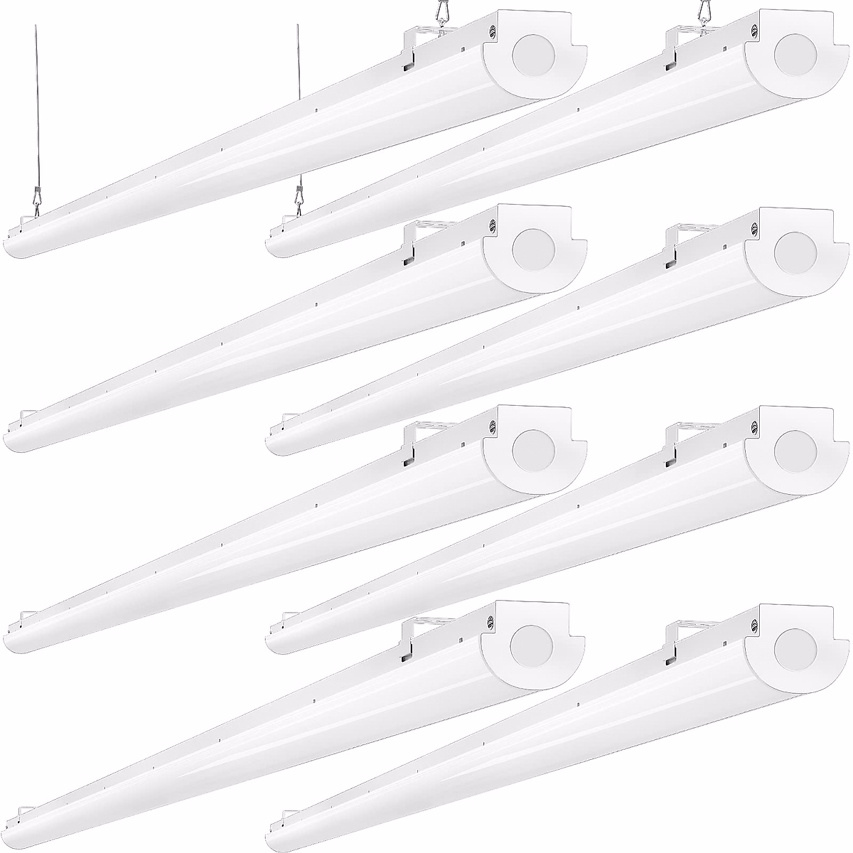 ANTLUX 8FT LED Shop Lights 110W [6-lamp T8 Fluorescent Equiv.], 12000LM, 6000K, Compact Commercial Grade 8 Foot LED Strip Lights for Warehouse Garage, Suspended and Flush Mount Ceiling Light, 8 Pack