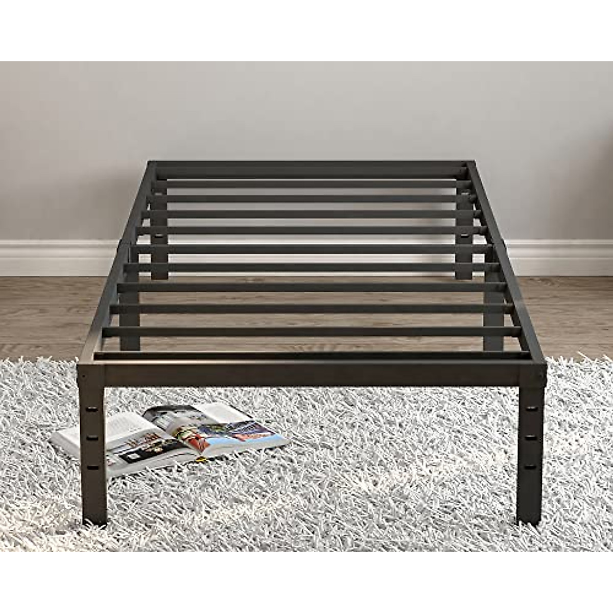 Eavesince Twin Bed Frames No Box Needed 18 Inch Tall Max 1000 Pound Heavy Duty Metal Twin Size Platform Easy Assembly Noise Free Black