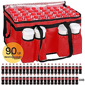 Insulated Food Delivery Bag with Cup Holders/Drink Carriers Premium XXL, Great for Beverages, Grocery, Pizza, Commercial Quality Hot and Cold Insulated Catering Bag 22x14x13 for doordash