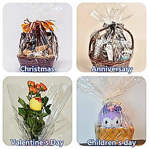 LISM 115ft Clear Cellophane Wrap Roll(33 in x 115 ft) 2.5 mil thickness Gift Wrap Cellophane -Clear Wrapping Paper for Flowers,Baskets, Arts & Crafts, Treats Food Safe