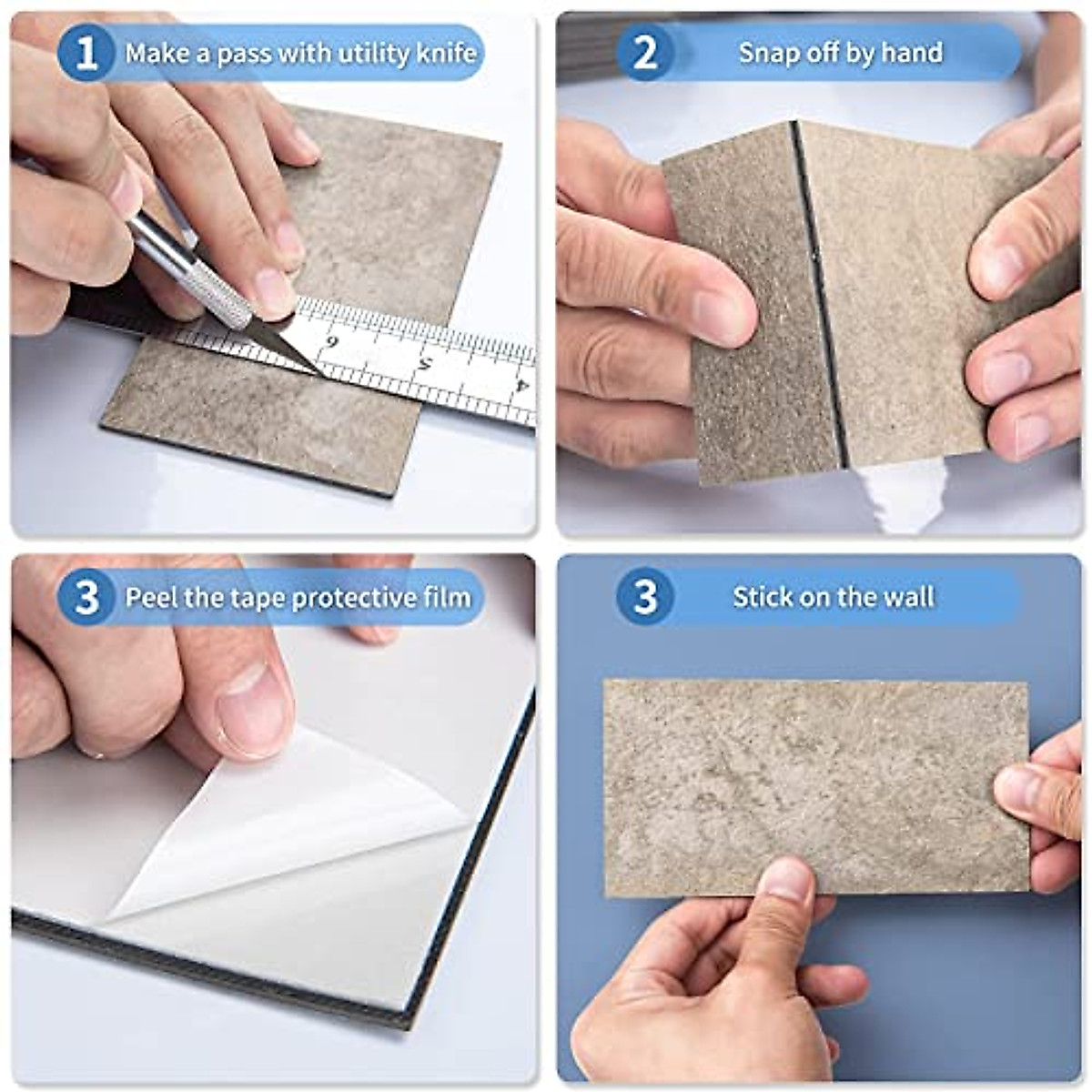 Art3d 102-Piece Peel and Stick Wall Tile for Kitchen Backsplash, Bathroom, Fireplace, 3in. × 6in. Stick on Subway Tile Stone Beige