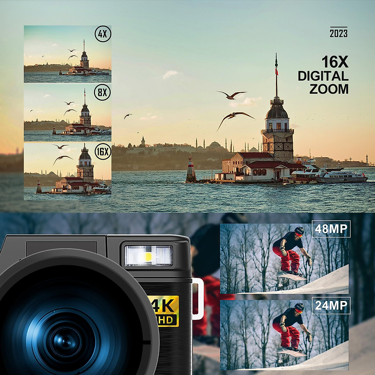 G-Anica 4k Digital Cameras for Photography, 48MP Video/Vlogging Camera for YouTube, Vlogger Kit,