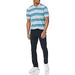 Amazon Essentials Men's Regular-Fit Cotton Pique Polo Shirt, Blue White Stripe, X-Small