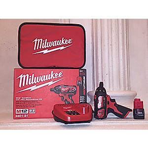 MILWAUKEE ELECTRIC TOOL 2401-22 M12 Cordless 12V Lithium-Ion Screwdriver with Two Batteries, Charger and Case, 1" x 1" x 1"