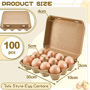 100 Pieces Paper Pulp Egg Cartons 3x4 Style Vintage Blank Egg Cartons for Chicken Eggs Reusable Egg Containers Egg Holder Countertop for Fresh Duck Quail Eggs Storage Kitchen Family Farmhouse
