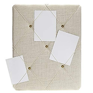 White Burlap Covered with Criss-Cross Twine Bulletin Picture & Memo Board, 19.75 x 15.75