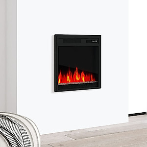 20" Electric Fireplace Wall Recessed Heater, 1500W/5100BTU (Black)