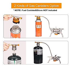 Camping Stove Adapter Propane to Butane Adapter 1 Lb Propane Tank Input EN417 Lindal Valve Output w/Butane Canister Nozzle Input EN417 Lindal Screw Cartridge Output Gas Converter LPG Canister Adapter