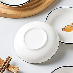 FUYU 6pcs Cute Cat Multipurpose Ceramic Sauce Dish Seasoning Dishes Sushi Dipping Bowl Appetizer Plates
