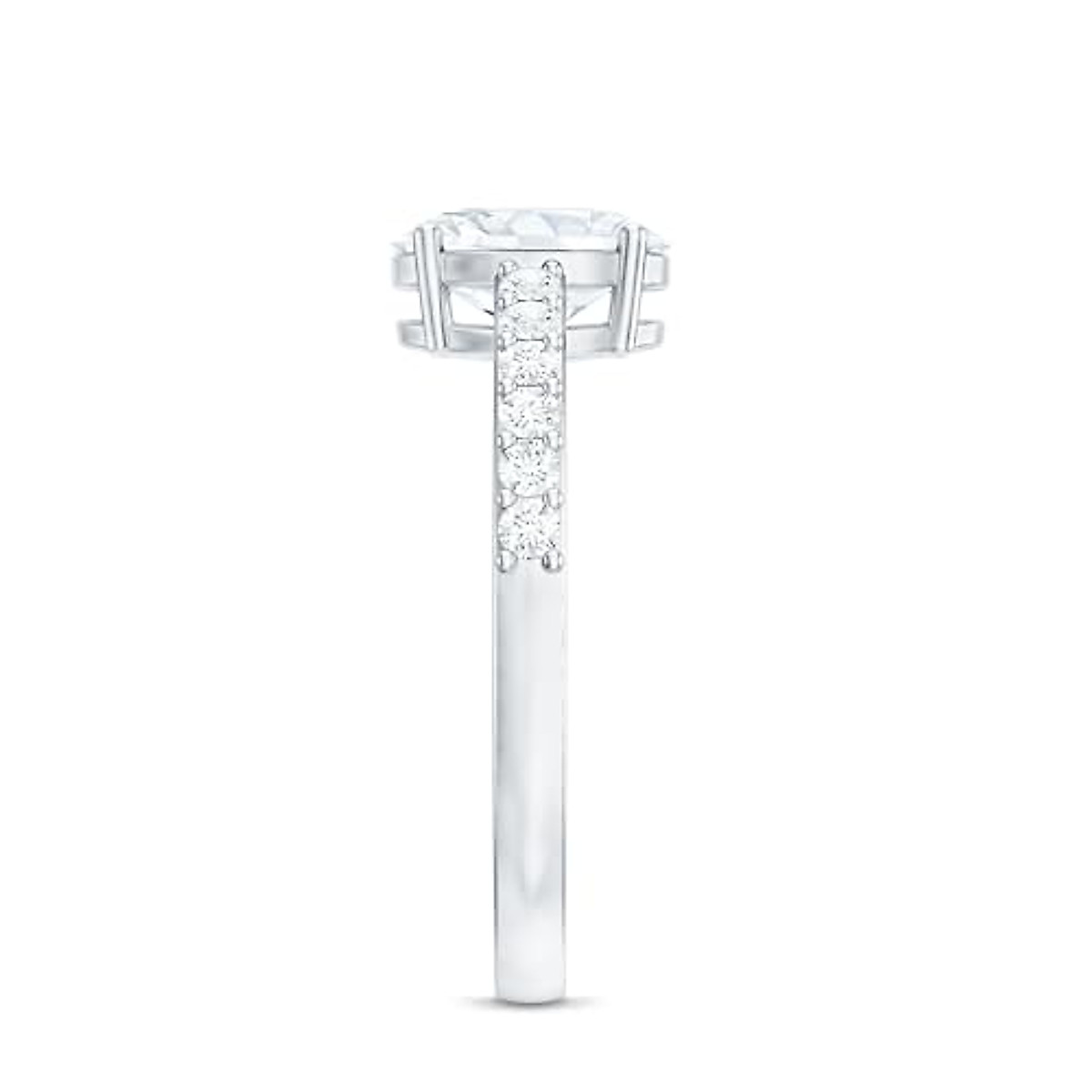 Rosec Jewels Certified Moissanite 6X8 MM Oval Engagement Ring for Women, D-VS1 Quality, Oval Cut Engagement Ring - Ready To Gift, 14K White Gold, Size:US 6.00