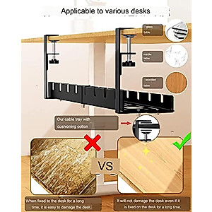 desktop cable management –under desk cable with Adhesive Cable Clips, Cable Hooks, Hook and Loop Cable Holder – Cord Organizer for Desk, Reception, Office – Adjustable Wire Holder (Black)