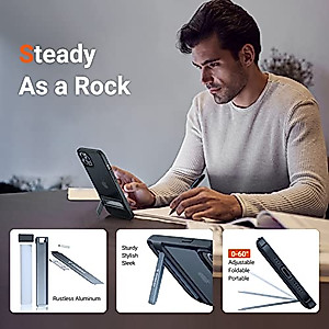 TORRAS MarsClimber Compatible for iPhone 13 Pro Case,[8FT Military-Grade Drop Tested] [3 Stand Ways Kickstand] Translucent Matte Hard PC Back with Soft Silicone Edge Slim Protective Guardian, Black