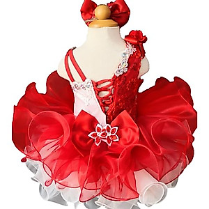 Jenniferwu G124 Infant Toddler Baby Newborn Little Girl's Pageant Party Birthday Dress RED Size 3T