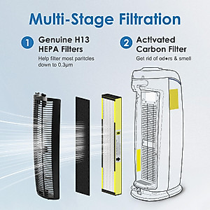 [ELOWOKE] 2-Pack 4825 HEPA Filter B Compatible with Gɜːrm-Guardian Air Purifier Filter Replacement for Model FLT4825 AC4825 AC4300 and more, 2X H13 HEPA Filters & 8X Actɪvated Carbon Pre-Filter