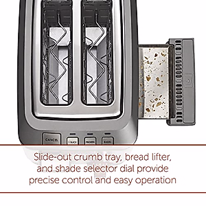 Wolf Gourmet 2-Slice Extra-Wide Slot Toaster with Shade Selector, Bagel and Defrost Settings, Red Knob, Stainless Steel (WGTR152S)