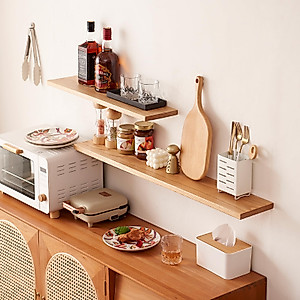 TRWISWDC Oak Floating Shelves 12 Inches Natural Wood Wall Shelf, Rustic Wood Shelves for Wall Storage, Wall Mounted Wooden Display Shelf for Bathroom Bedroom Livingroom Kitchen