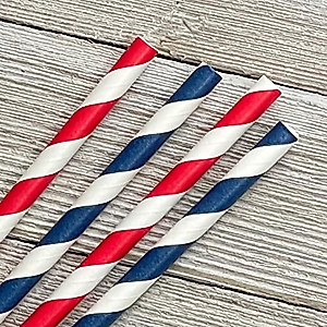 Patriotic 4th of July Paper Straws - Red White and Blue - Stripe - 50 Pack Outside the Box Papers Brand