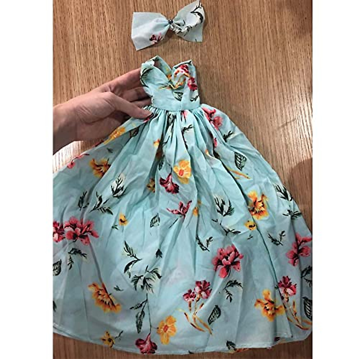 Panda Legends Blue Floral Doll Dress Handmade Evening Gown Casual Wear Doll Wedding Party Dress Doll Clothes for 23 inch Doll, for 1/3 dolls