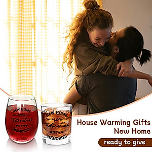 ONEHAUS New Home New Adventures Wine and Whiskey Glass Gift Set - Unique Housewarming Gift for New Homeowners - New Home Gift Ideas for Women and Men