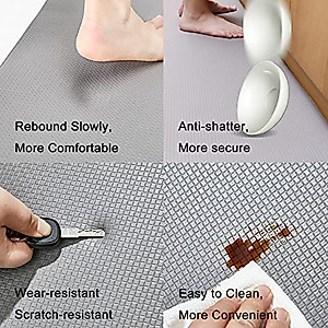 Menoeceus Kitchen Rug Anti Fatigue Mat 2 Piece Kitchen Rugs and Mats Non Skid Washable Kitchen Mat Floor Runner Set PU Foam Rugs Floor Carpet for Sink Laundry Bathroom Waterproof Standing Mat