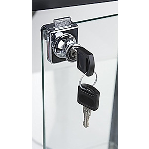 Displays2go 48 Inch Glass Display Case, Nine LED Lights, Four Shelves, Lockable Hinged Doors - Black (LESC4816BK)