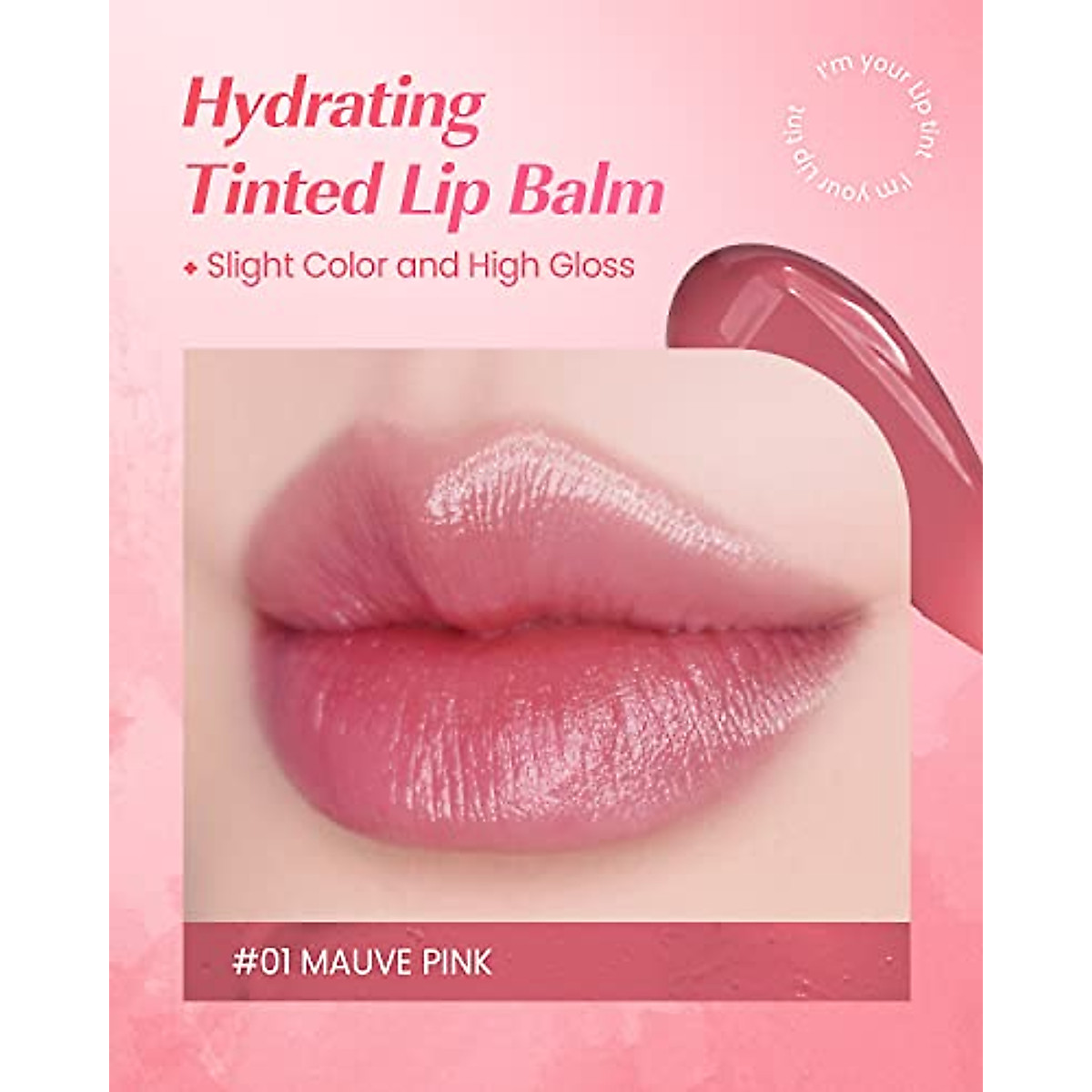 AMTS Tinted Lip Balm - 01 Mauve Pink | Hydrating Lip Butter, Moisturizing Lipstick | Daily Natural Lip Makeup for dry, cracked, chapped lips | korean beauty Lip Tint