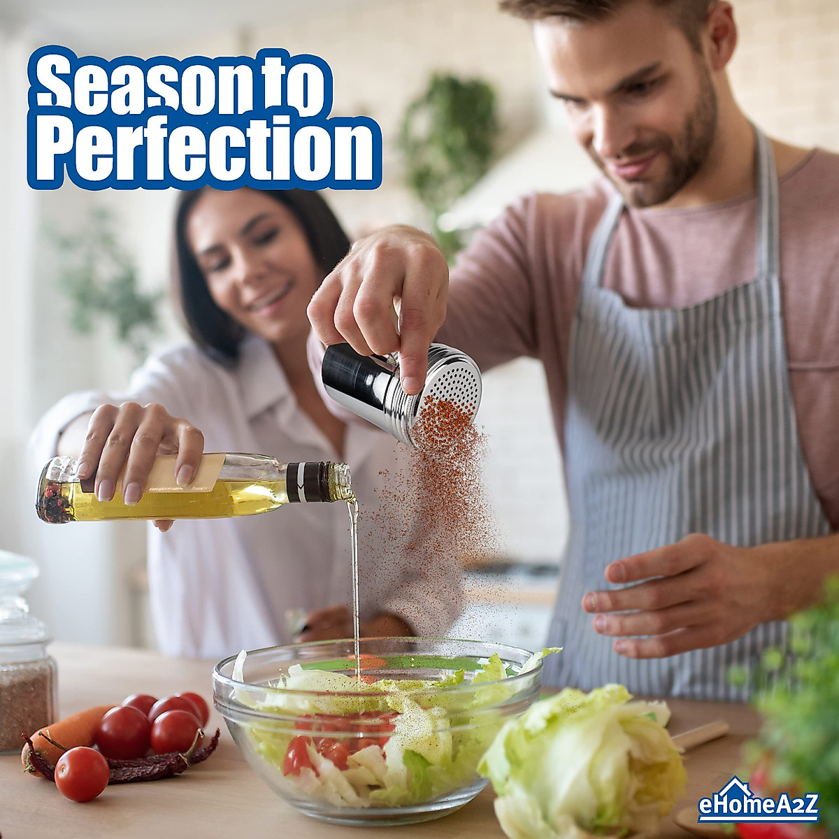 EHOMEA2Z Stainless Steel Dredge Shaker 10 Oz Ideal For Salt, Spice, Sugar, Flour (1, 10 oz With Handle)