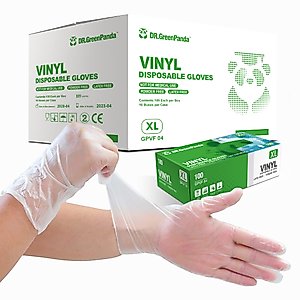Dr.GreenPanda XL 1000pcs Great Value Pack Clear Vinyl Disposable Gloves Food Safe Food Service/Prep Food Handling Cooking Cleaning Multipurpose Light Work Latex Free Powder Free Non-Sterile
