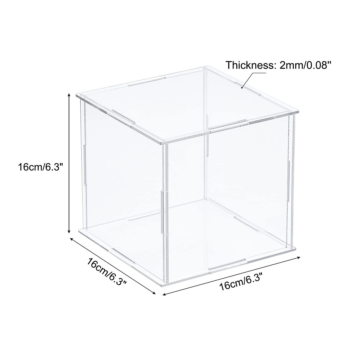 MECCANIXITY Clear Display Case, Acrylic Box Assemble Dustproof Box Showcase, 7.9x7.9x11.8inch for Collectibles, Crafts