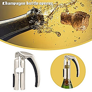 Champagne Bottle Opener Sparkling Wine Cork Puller, Bar Jar Cork Puller Champagne Corkscrew Kitchen Sparkling Wine Bottle Opener (Silver)