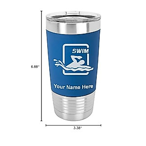 LaserGram 20oz Vacuum Insulated Tumbler Mug, Swimming, Personalized Engraving Included (Silicone Grip, Dark Blue)