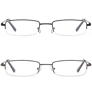 DOUBLETAKE Reading Glasses - 2 Pairs Compact Case Semi Rimless Readers