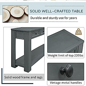 P PURLOVE Console Table for Entryway Hallway Sofa Table with Storage Drawers and Bottom Shelf (Navy)