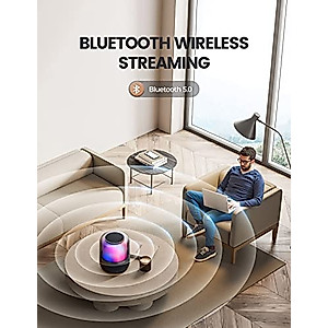 50W Subwoofer Bluetooth Speaker, Night Lights Speaker with Beat-Driven Light Show, True Wireless Stereo Pairing/Aux/TF Card, 24Hrs Playtime, Punchy Bass Loud for Party Home, Decoration Gift Lamp