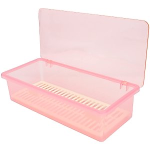 DOITOOL Flatware Tray with Lid and Drainer, Tableware Utensil and Cutlery Drawer Organizer with Lid Covered Silverware Tray to Keeps Your Cutlery Organized and Protected (Pink)