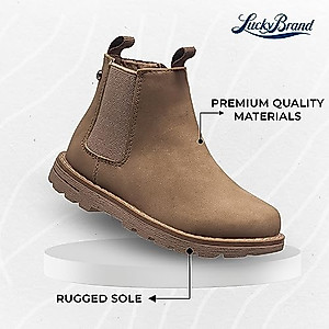 Lucky Brand Chelsea Boots for Girls - Outdoor Side Zipper Comfortable Girls Ankle Boots - Stylish Little Girl Boots with Anti-Slip Outsole in Taupe Size 2 Little Kid