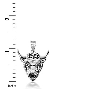 Certified 925 Sterling Silver Taurus Bull Head Animal Pendant Necklace, 20"
