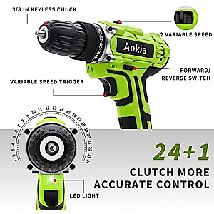 Aokia Cordless Weed Wacker Set: 12V Electric Driver Tool Kit String Trimmer 3/8-Inch Keyless Chuck 1500rpm Variable Speed Cutting Wall Wood Metal 43pcs Wacker Bit
