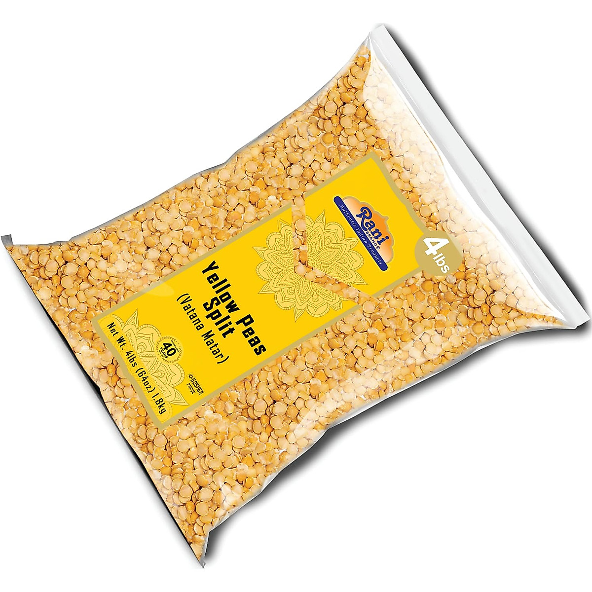 Rani Yellow Peas Split, Dried (Vatana, Matar) 64oz (4lbs) 1.81kg Bulk ~ All Natural | Vegan | Gluten Friendly | Kosher | Product of USA