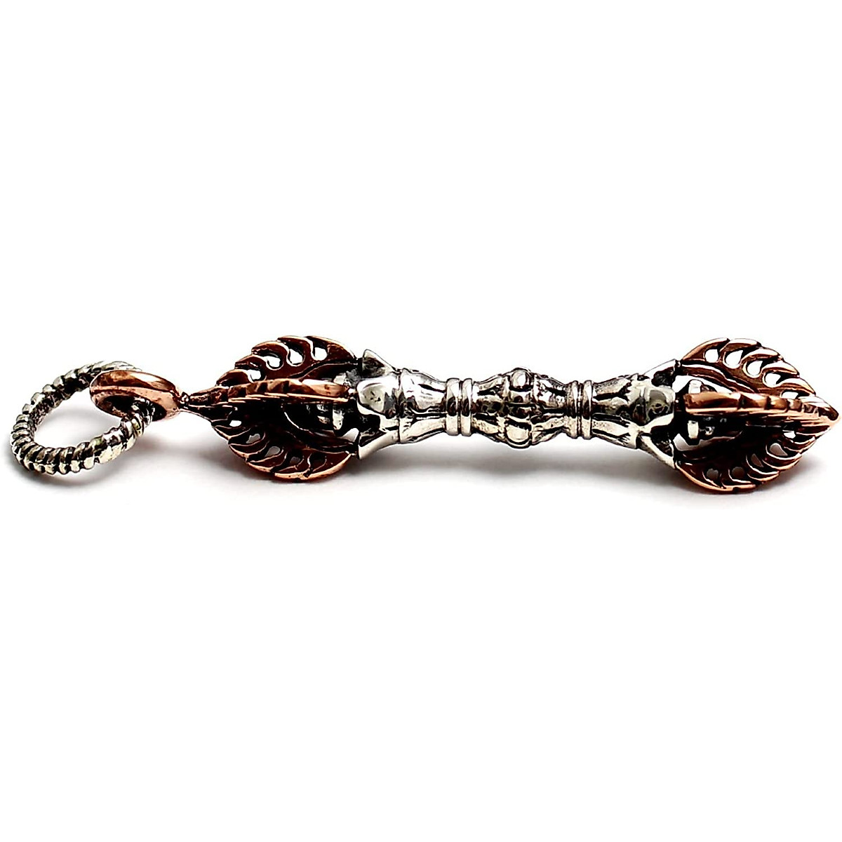 COSUMOSU Tibetan Vajra Dorje Pink Gold 925 Sterling Silver Pendant Charm Amulet