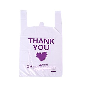 ysmile Thank You T Shirt Bag for Grocery Plastic Shopping Bag for Small Business Food To Go Bag with Handle 12x19 Inch 150 pcs - White